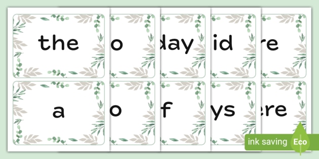 Year 1 Common Exception Words on Botanical-Themed Display Posters