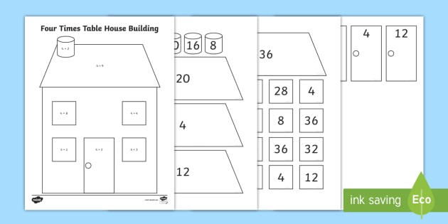 Four Times Table House Building Activity (teacher made)