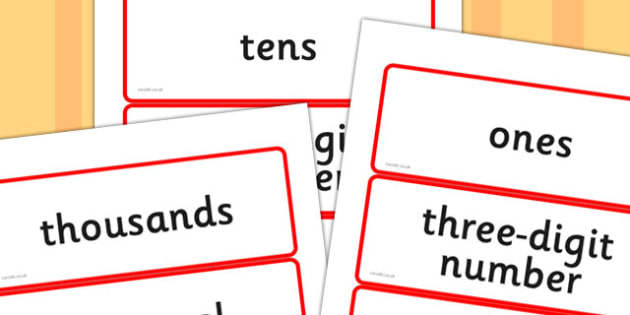 Year Four Numeracy Vocabulary Word Cards (teacher made)