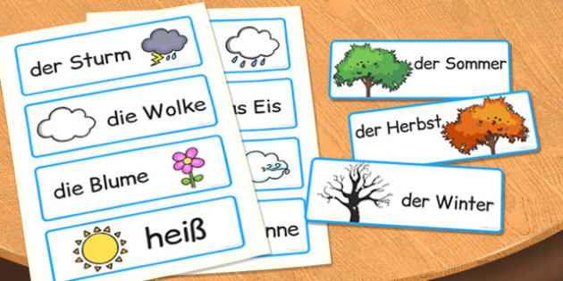 German Season Word Cards (teacher made)