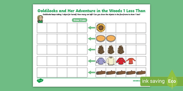 👉 Goldilocks and Her Adventure in the Woods- One Less Than Numbers to 5