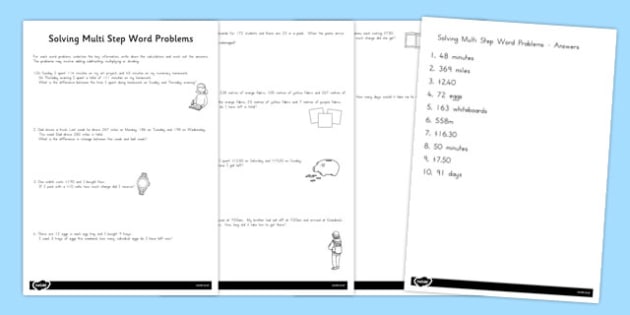 Differentiated Two Step Maths Word Problems (teacher made)