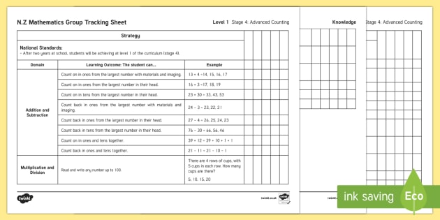 NZ Mathematics Group Tracking Stage 4 Checklist - New