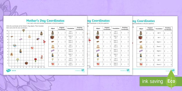 LKS2 Mother's Day Coordinates Differentiated Worksheets