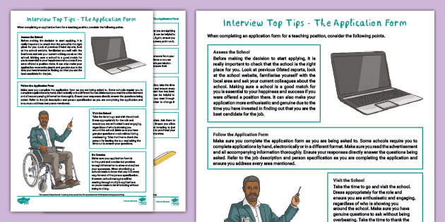 Staff Wellbeing Interview Top Tips - The Application Form