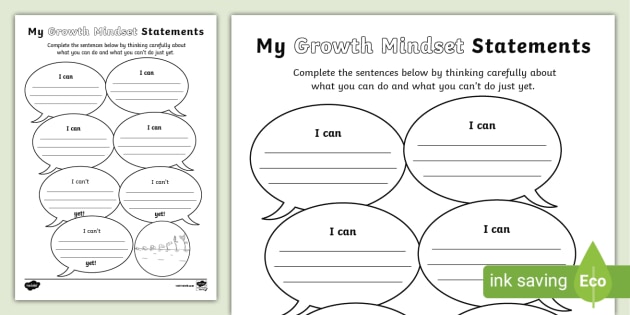 * NEW * My Growth Mindset Statements Activity Sheet,I Can,I Can't