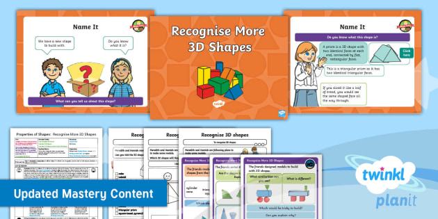 👉 Y2 Identify 3D shapes Planit Maths Lesson 9
