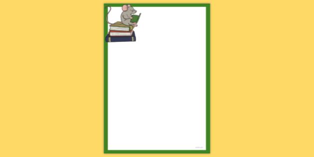 FREE! - Simple Blank Library Mouse Page Border | Page Borders