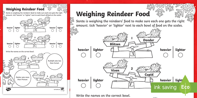 👉 Weighing Reindeer Food Activity