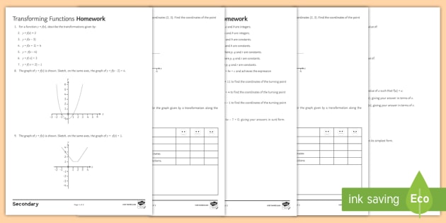 Functions: Homework Pack