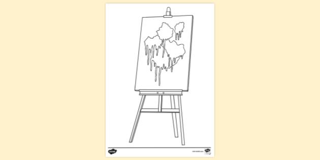 Art Easel Canvas Paint Colouring Sheet | Colouring Sheets