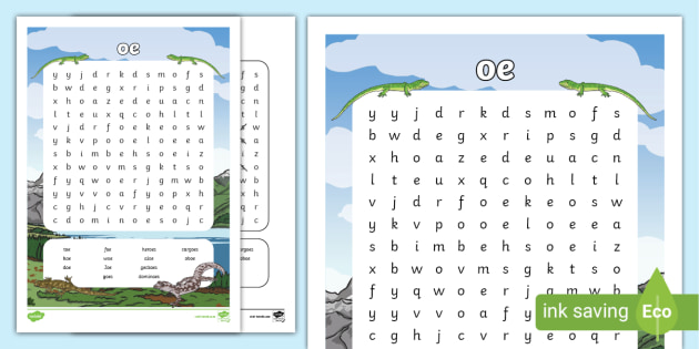 ‘oe’ Phonics words search- easy to print off and play.