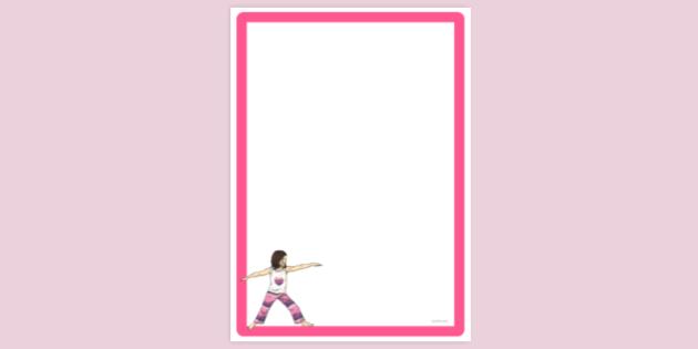 FREE! - Simple Blank Children Doing Yoga Page Border | Twinkl
