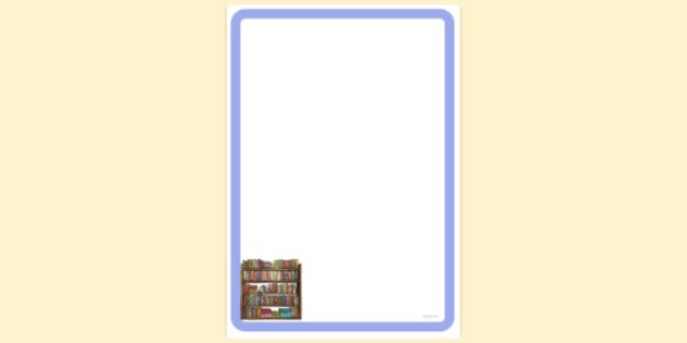 FREE! - Bookshelf with Books Page Border | Page Borders | Twinkl