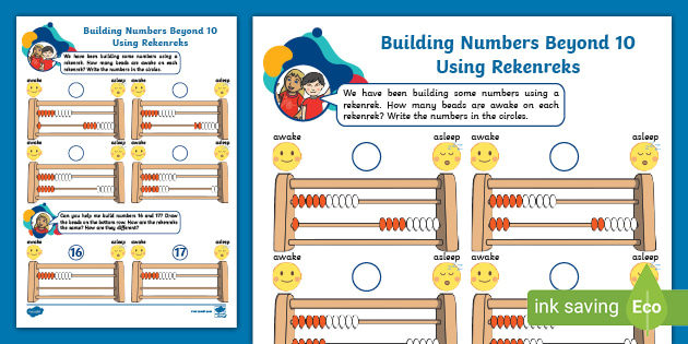 👉 Building Numbers Beyond 10 Rekenrek Worksheet
