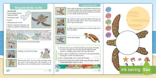 Recycled Bottle Turtle Craft - Twinkl Resources - KS1