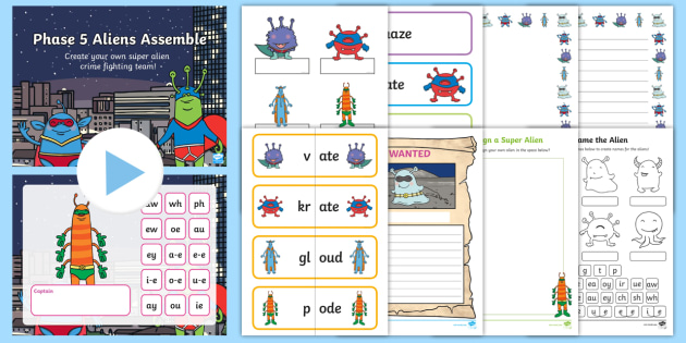 Aliens Assemble Phase 5 Resource Pack (teacher made)
