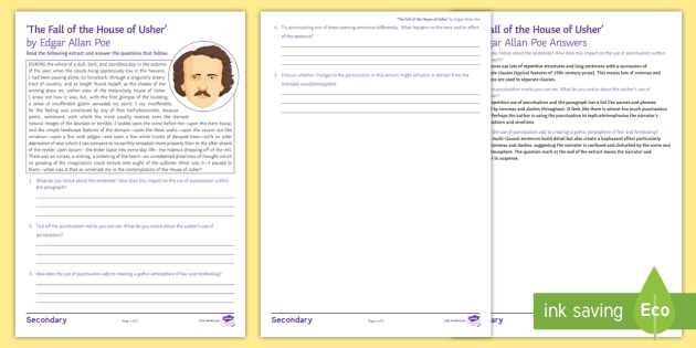 Punctuation for Effect: Extract for Analysis Worksheet / Worksheet