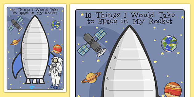 What Would I Take to Space Rocket Writing Frame - space, rocket