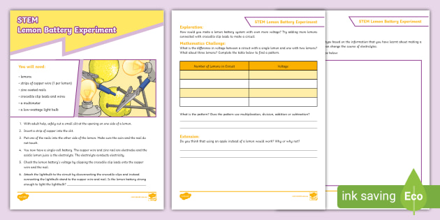 Lemon Battery STEM Activity (Teacher-Made) Lemon Battery STEM Activity (Teacher-Made)