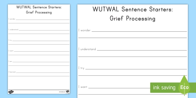 Grief Sentence Starters Activity
