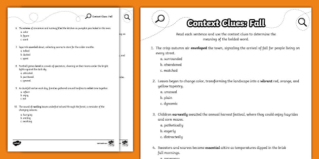 Grade 1 Context Clues Grade 4 English Quarter 2 Week 1 Context Clues: