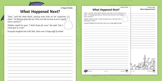 A Magical Muddle: What Happened Next? Writing Worksheet - Halloween ...