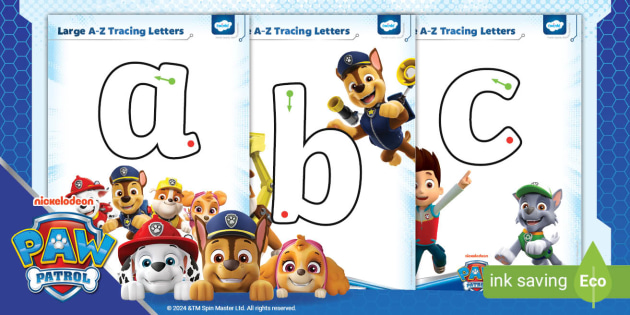 Printable Paw Patrol Alphabet Letters