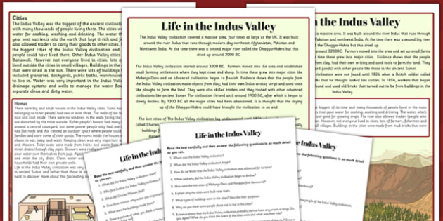 Life in the Indus Valley Differentiated Reading Comprehension Activity