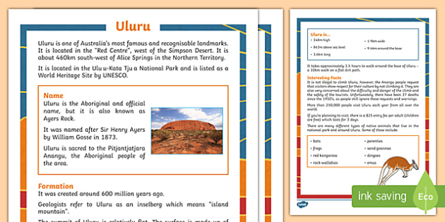 Uluru Fact File
