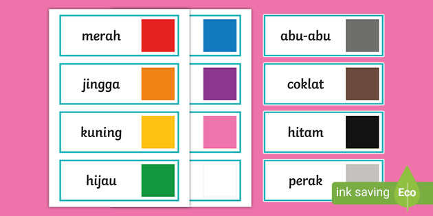 Colours Vocabulary Cards Indonesian (teacher made)