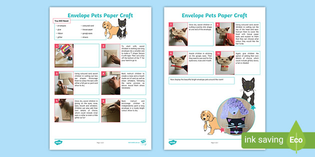 Envelope Craft - Paper Pets - Inclusive Resources