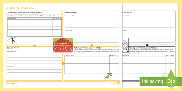Athletics Self-Evaluation Worksheet / Worksheet