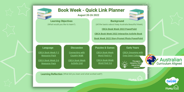 FREE! - Home Education Book Week Planner (teacher made)