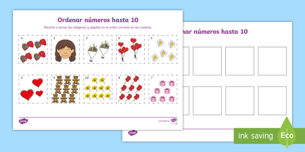 Recorta y ordena los números (teacher made)