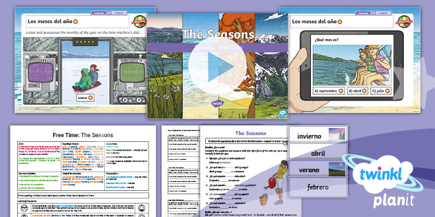 👉 Seasons in Spanish - Free Time: The Seasons Lesson Pack