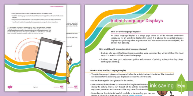 Aided Language Display Adult Guidance (teacher made)