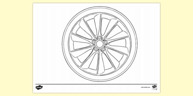 FREE! - Wheel Colouring Sheet | Colouring Sheets | Twinkl Resources