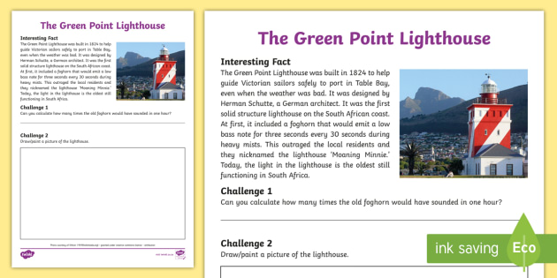 Green Point Lighthouse Worksheet / Worksheet (teacher made)
