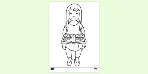 FREE! - Child Sitting with Photo Album Colouring Sheet | Colouring