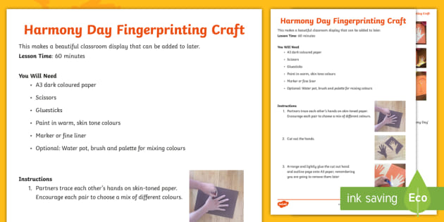 Harmony Day Fingerprinting Craft (teacher made)