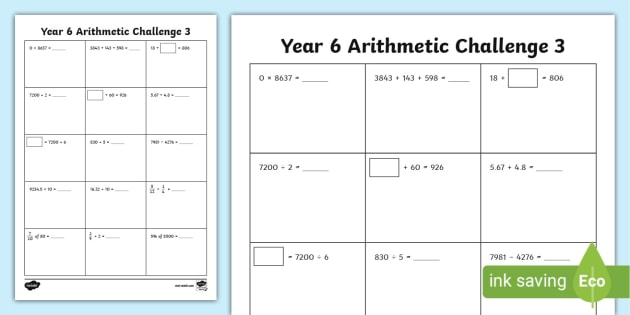 👉 * NEW * Year 6 Arithmetic Challenge 3,SATS