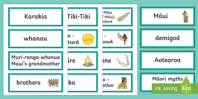 Māui Myth Word Cards - Maui Myths Maori legends