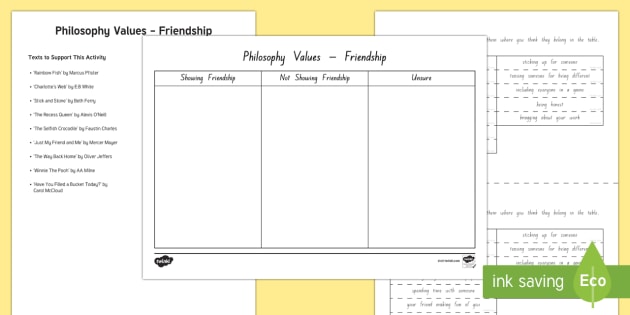Philosophy Values - Friendship Activity (teacher made)