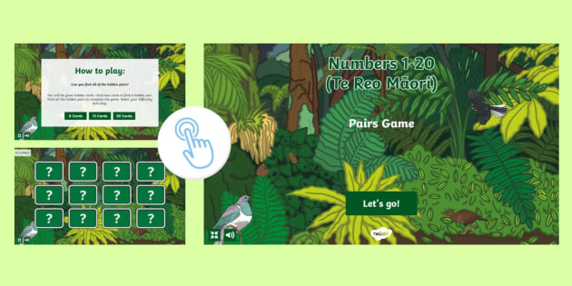 Te Reo Māori: Ngā Tau/Numbers 1-20 Interactive Pairs Game