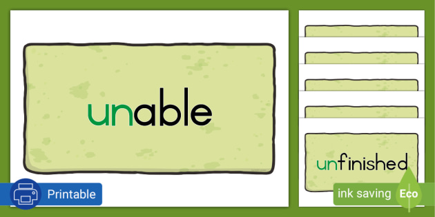 Prefix un- Word Wall Cards