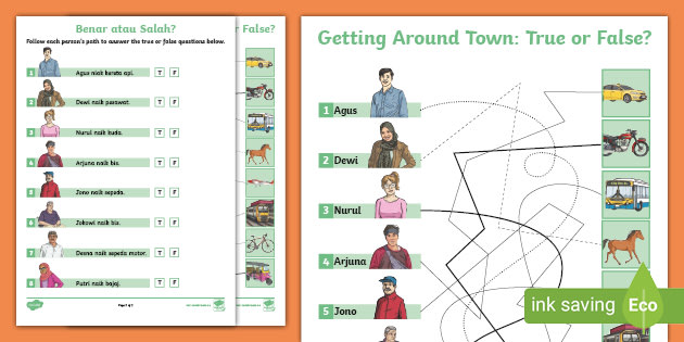 Getting Around Town True or False Indonesian (teacher made)