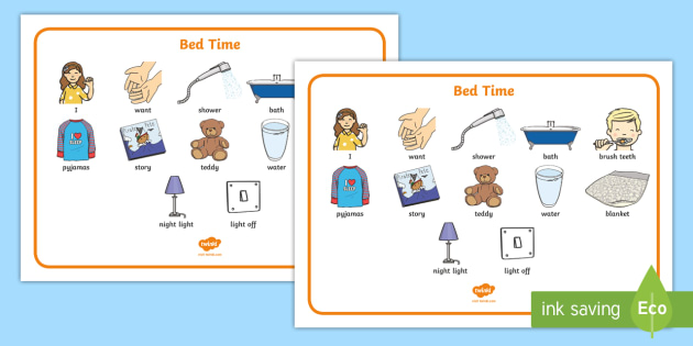 Bed Time Communication Board Visual Aid (teacher made)