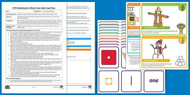 EYFS Maths: Representing Numbers Outdoor Musical Numbers Whole Class Adult