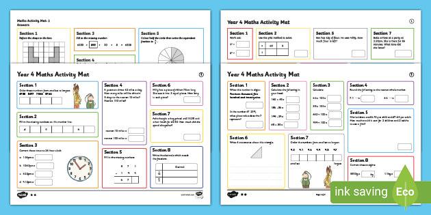 Year 4 Maths Activity Mats Bumper Planning Pack Resource Pack